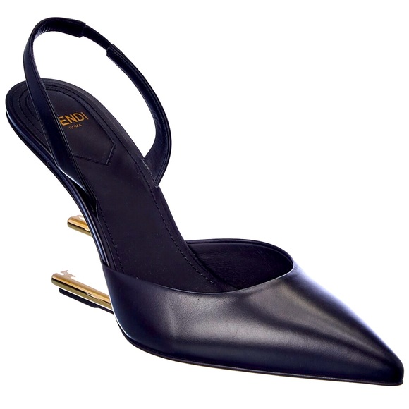 Fendi | Shoes | New Fendi First Leather Slingback Pump In Black Leather ...